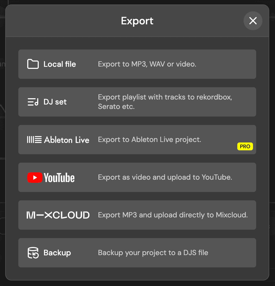 Export your mix | DJ.Studio