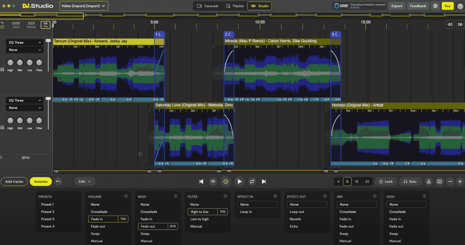 Work on your transitions in the Studio | DJ.Studio